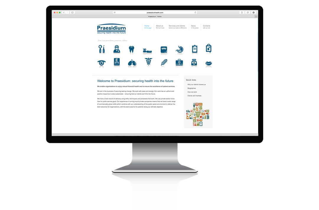 Praesidium Health | website design & build | fuz - angie moyes designer